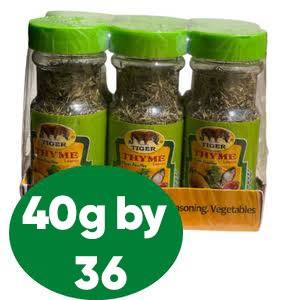 Tiger Thymes Seasoning Spices Leaves 40g by 36 Pet Bottles - Waziri ...